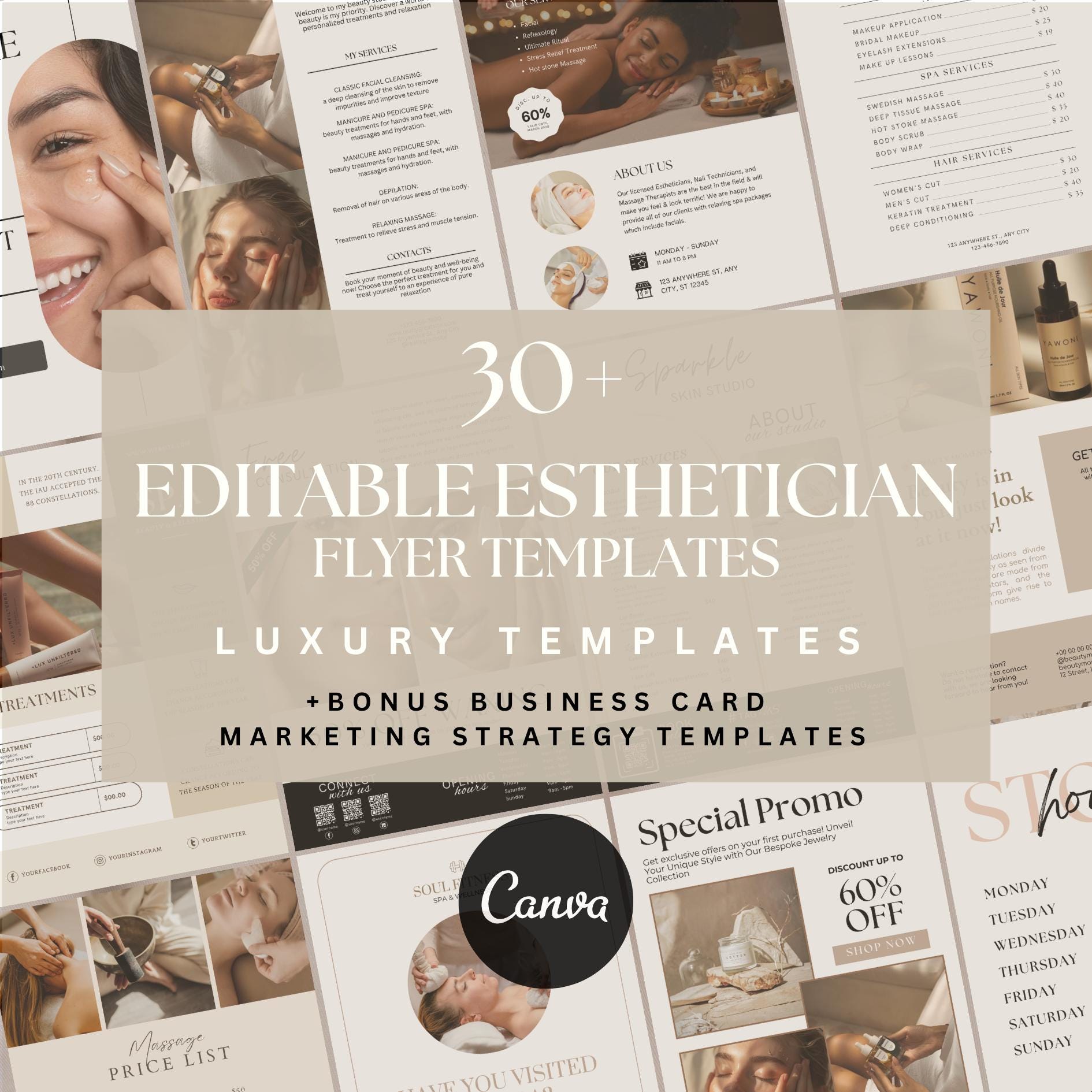 Bundle Esthetician Flyer Templates | Beauty Flyer | Esthetician ...
