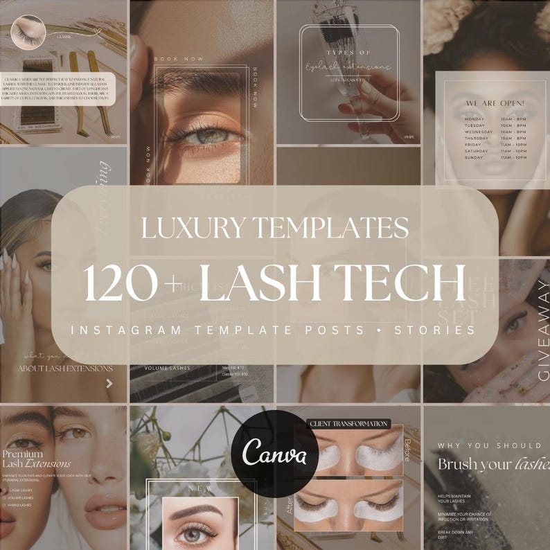 120+ Lash Tech Artist Instagram Template | Lash Stylist Post Templates ...