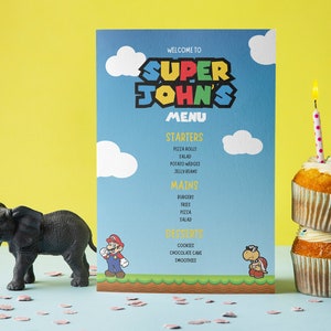 Super Mario Menu Card Bowser Digital Menu Printable Birthday Invitation ...