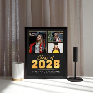 2025 Graduation Photo Collage Template: Black & Gold PSD (digital ...
