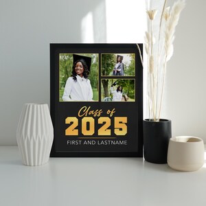2025 Graduation Photo Collage Template: Black & Gold PSD (digital ...