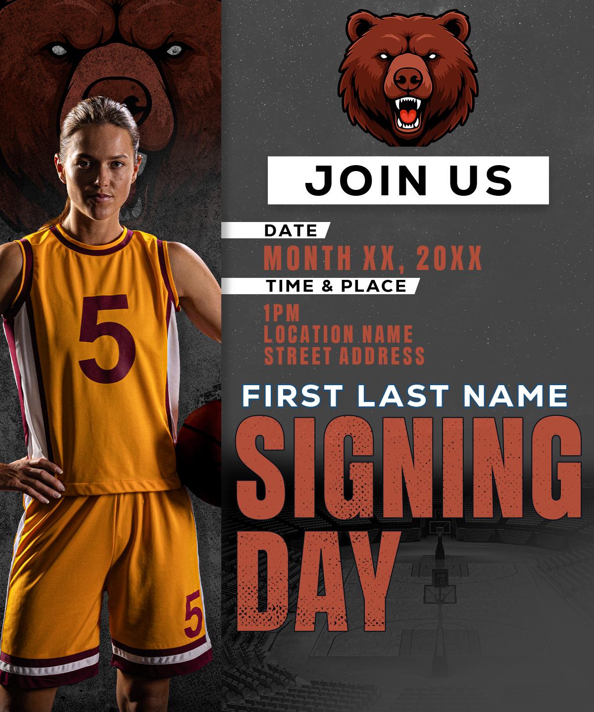 Basketball College Signing Day Flyer: Social Media Graphic (photoshop ...