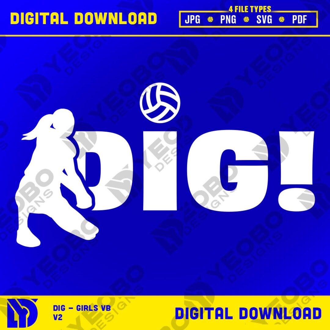 Dig! V2- Svg V.1 - Volleyball Player Svg, Volleyball Profile Svg ...