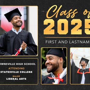 2025 Graduation Photo Collage Template | Class of 2025 Editable Picture ...