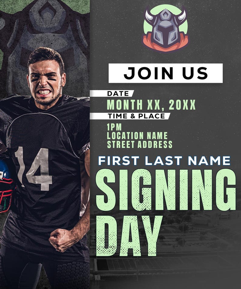 Football Signing Day Flyer: College Commitment Social Media Graphic ...