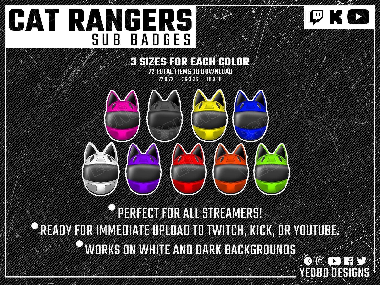 Streamer Sub Badges, Bit Badges, Twitch Badges, Cool Sub Badges Cat ...