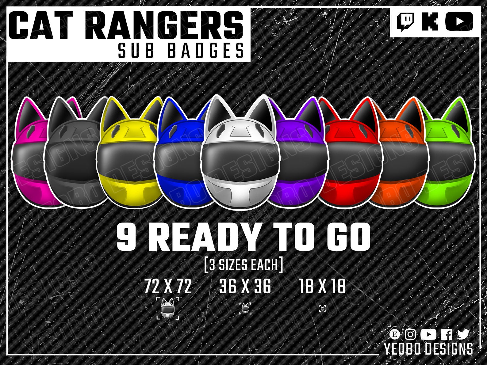 Streamer Sub Badges, Bit Badges, Twitch Badges, Cool Sub Badges Cat ...