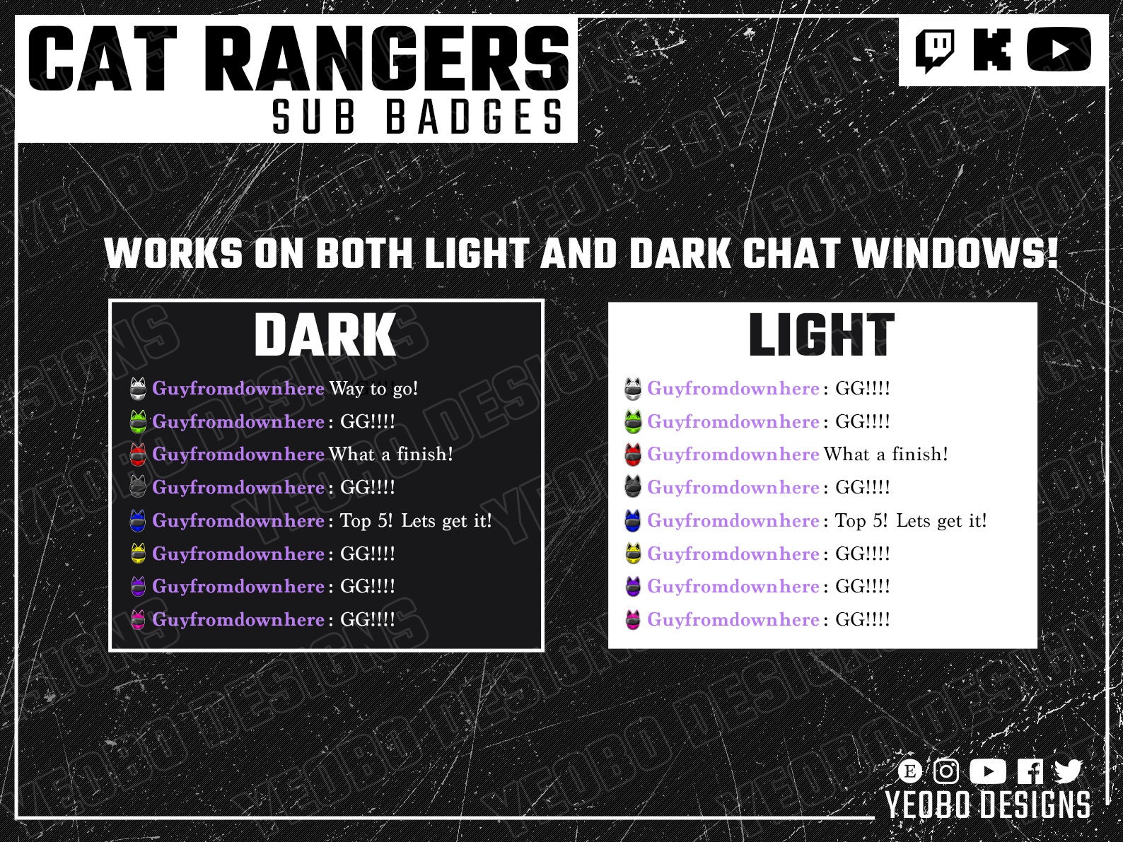 Streamer Sub Badges, Bit Badges, Twitch Badges, Cool Sub Badges Cat ...