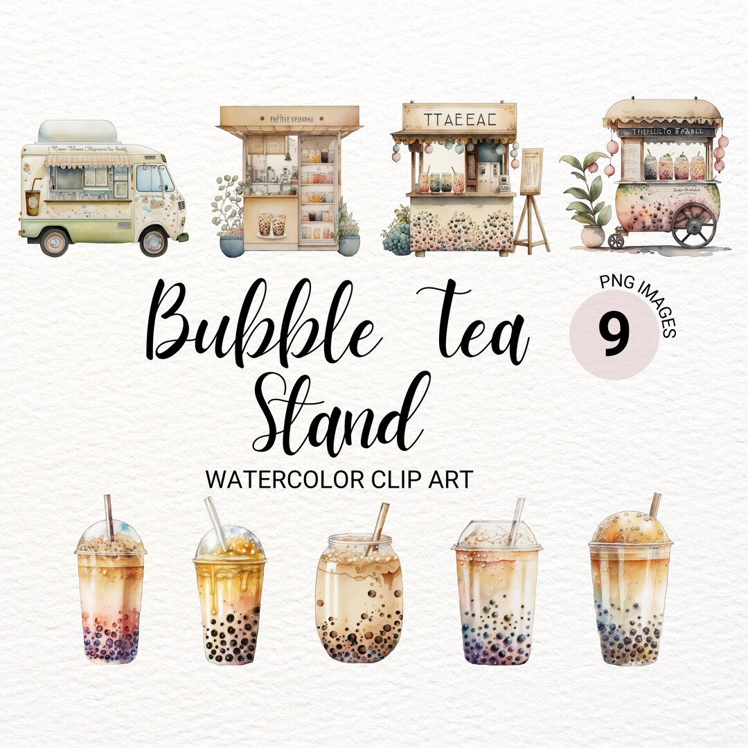 Boba Tea Clipart | Bubble Tea PNG | Watercolor Drinks Clipart | Junk ...