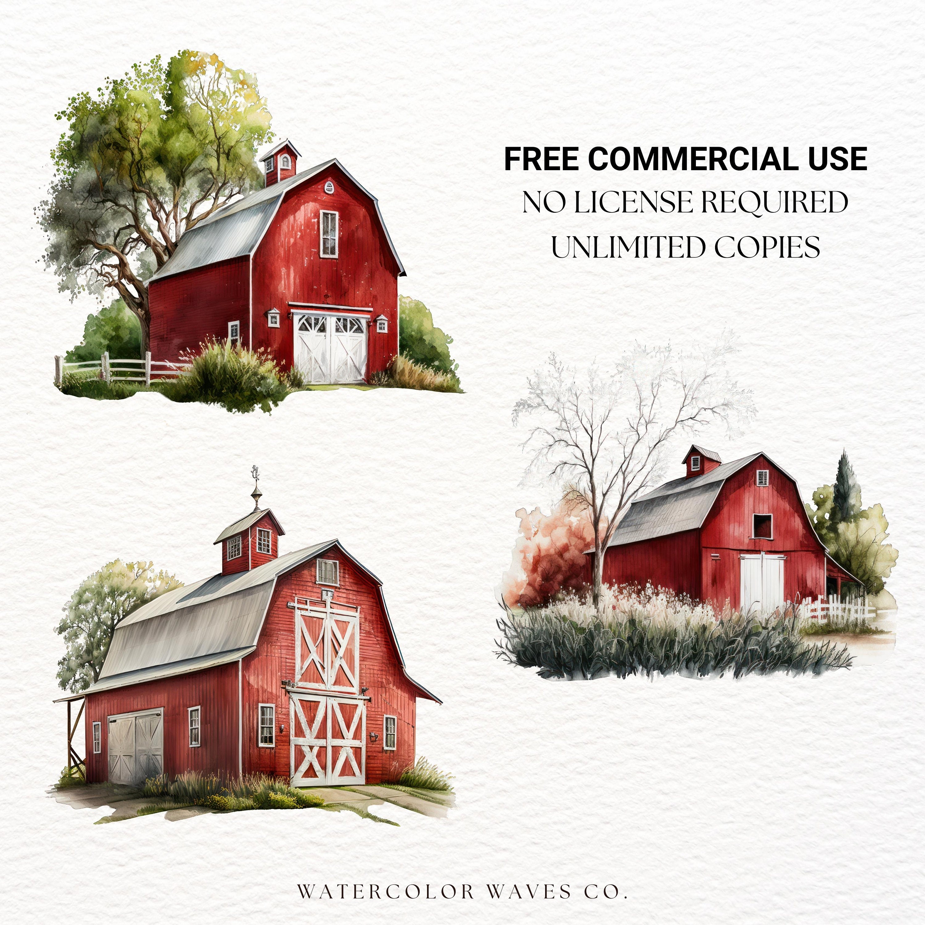 Red Farm Barn Clipart Farmhouse PNG Watercolor Barn Farm - Etsy Canada