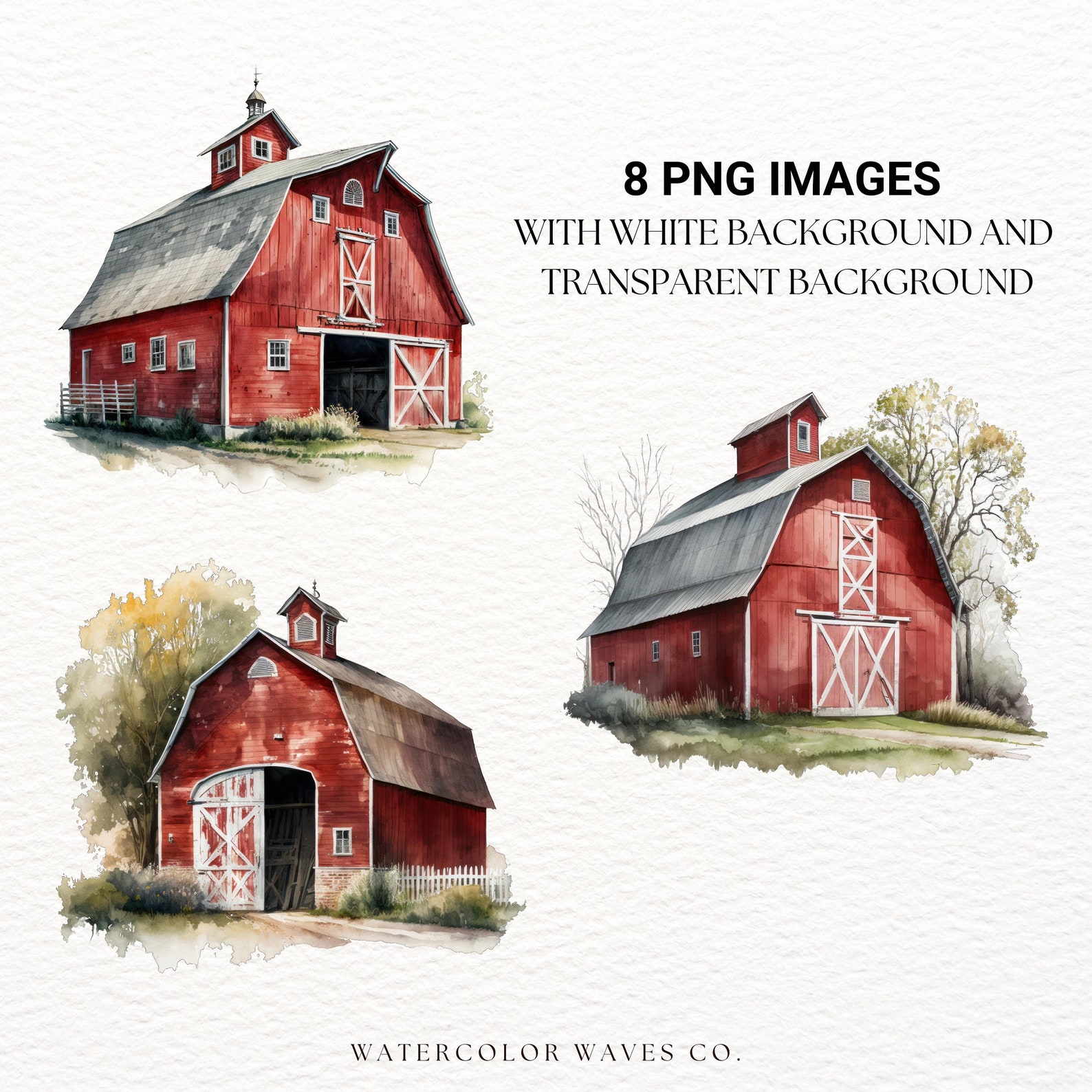Red Farm Barn Clipart Farmhouse PNG Watercolor Barn Farm - Etsy Canada