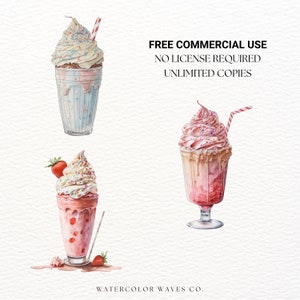 Milkshake Clipart | Watercolor Ice Cream Decor | Summer Clipart ...