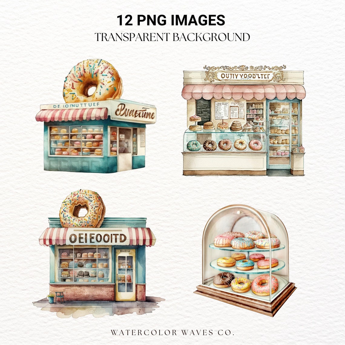 Donut Shop Clipart | Watercolor Donut PNG | Baking Clipart Bundle ...