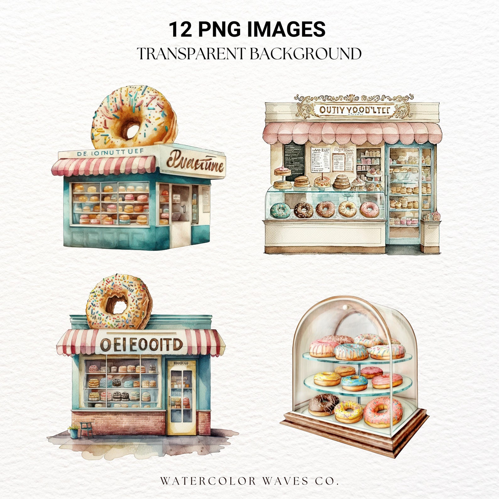 Donut Shop Clipart | Watercolor Donut PNG | Baking Clipart Bundle ...