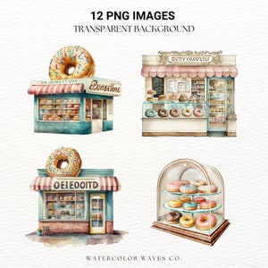 Donut Shop Clipart | Watercolor Donut PNG | Baking Clipart Bundle ...