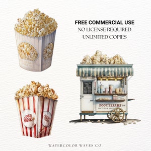 Popcorn Stand Clipart | Popcorn PNG | Movie Night Clipart | Birthday ...