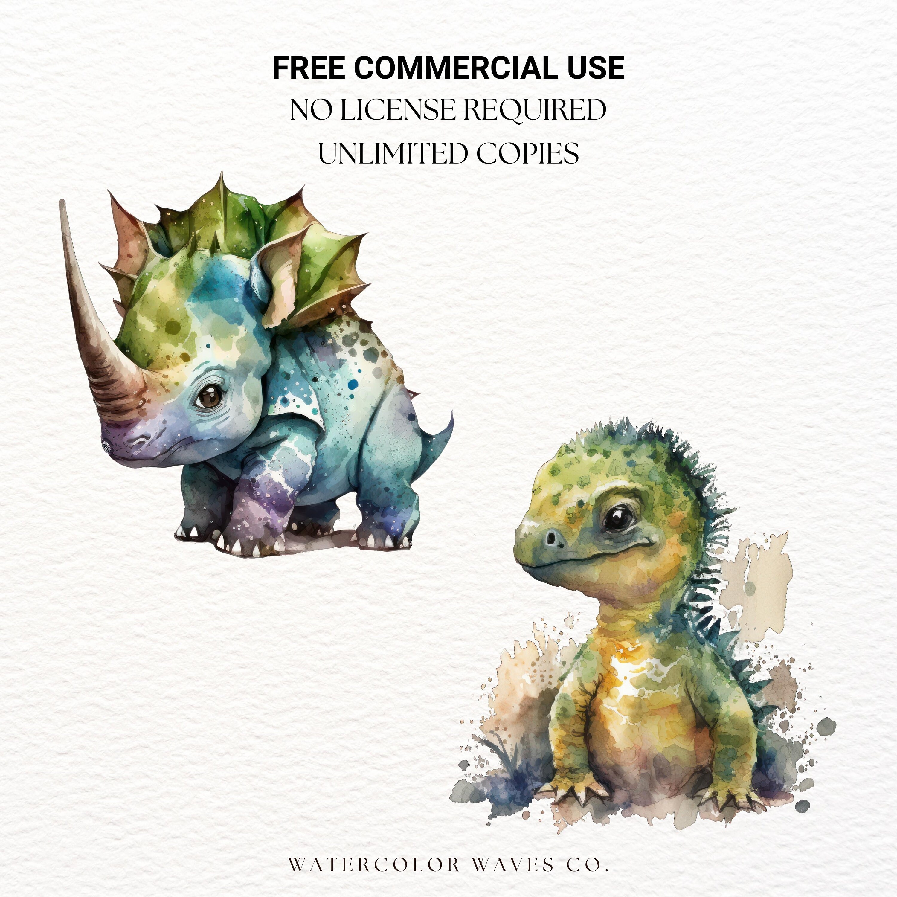 Watercolor Dinosaur Clipart Cute Dino PNG Nursery Wall Art - Etsy
