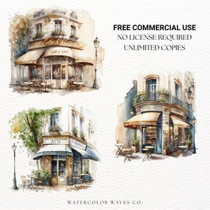 Coffee Shop Clipart | Parisian Cafe Clipart | Watercolor Coffee Shop ...