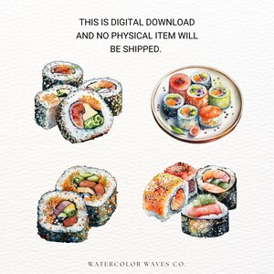 Watercolor Sushi Clipart | Sushi Party | Japanese Food Clipart | Kawaii ...