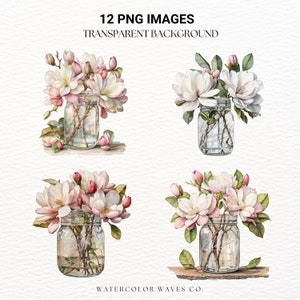 Spring Magnolias PNG | Watercolor Magnolia Clipart Bundle | Magnolia Tree | Flowers Clipart ...