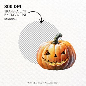 Halloween Pumpkin Clipart | Watercolor Halloween PNG | Spooky Collage ...