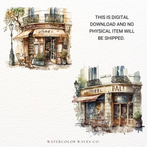 Coffee Shop Clipart | Parisian Cafe Clipart | Watercolor Coffee Shop ...