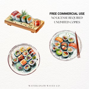 Watercolor Sushi Clipart | Sushi Party | Japanese Food Clipart | Kawaii ...