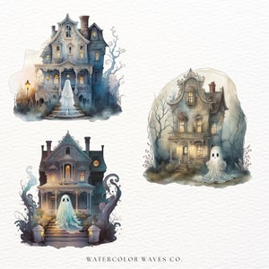 Haunted Mansion Clipart Bundle | Watercolor Halloween PNG | Spooky ...