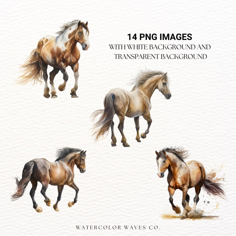 Horse PNG | Horse Clipart Set | Watercolor Horse Sublimation Designs ...