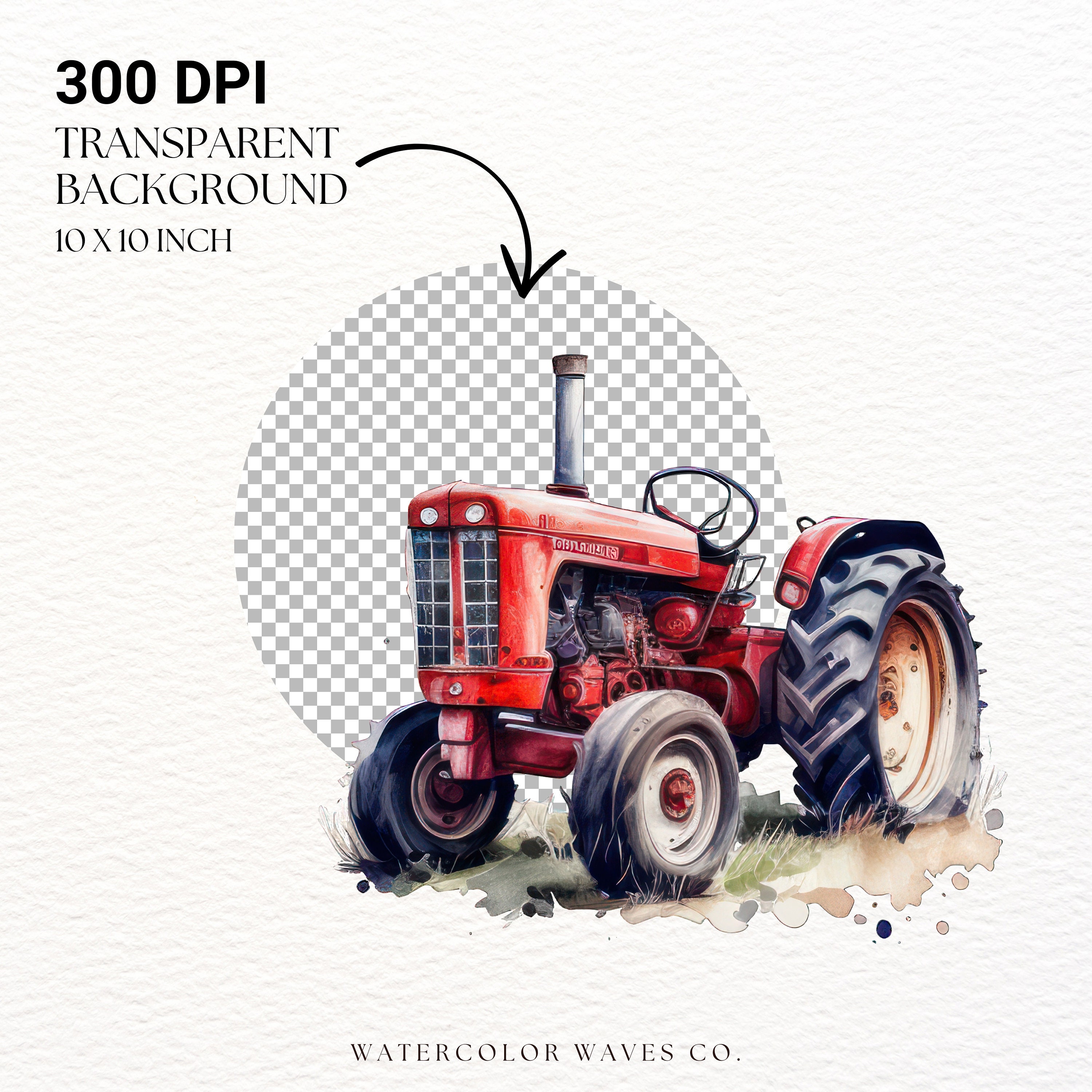 Farm Red Tractor PNG Farm Clipart Watercolor Tractor - Etsy UK