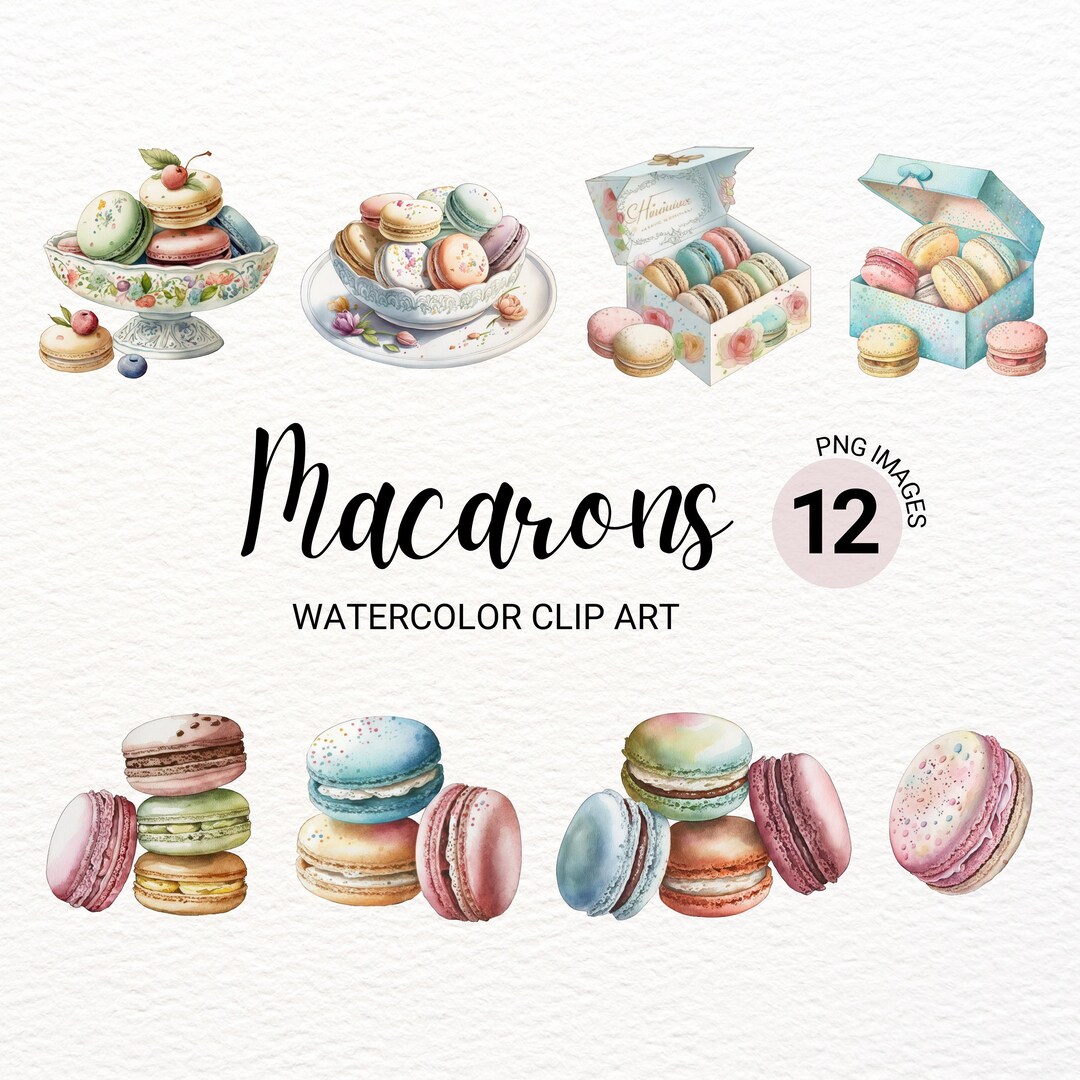 Watercolor Pink Macarons Clipart | French Macaron PNG | Dessert Clipart ...