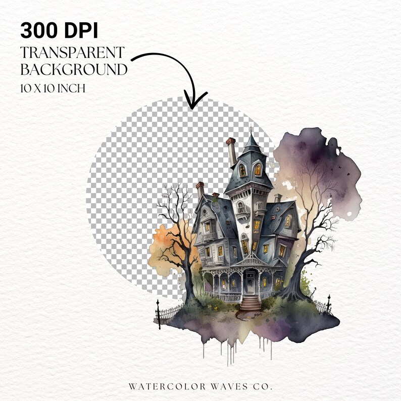 Haunted Houses Clipart Bundle Watercolor Halloween PNG - Etsy