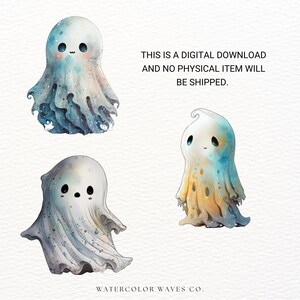 Cute Ghost Clipart | Watercolor Halloween PNG | Spooky Collage Images ...