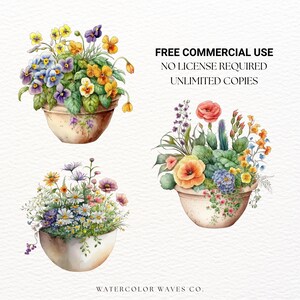 Spring Flowers Pots Clipart | Floral PNG | Watercolor Flowers Clipart ...