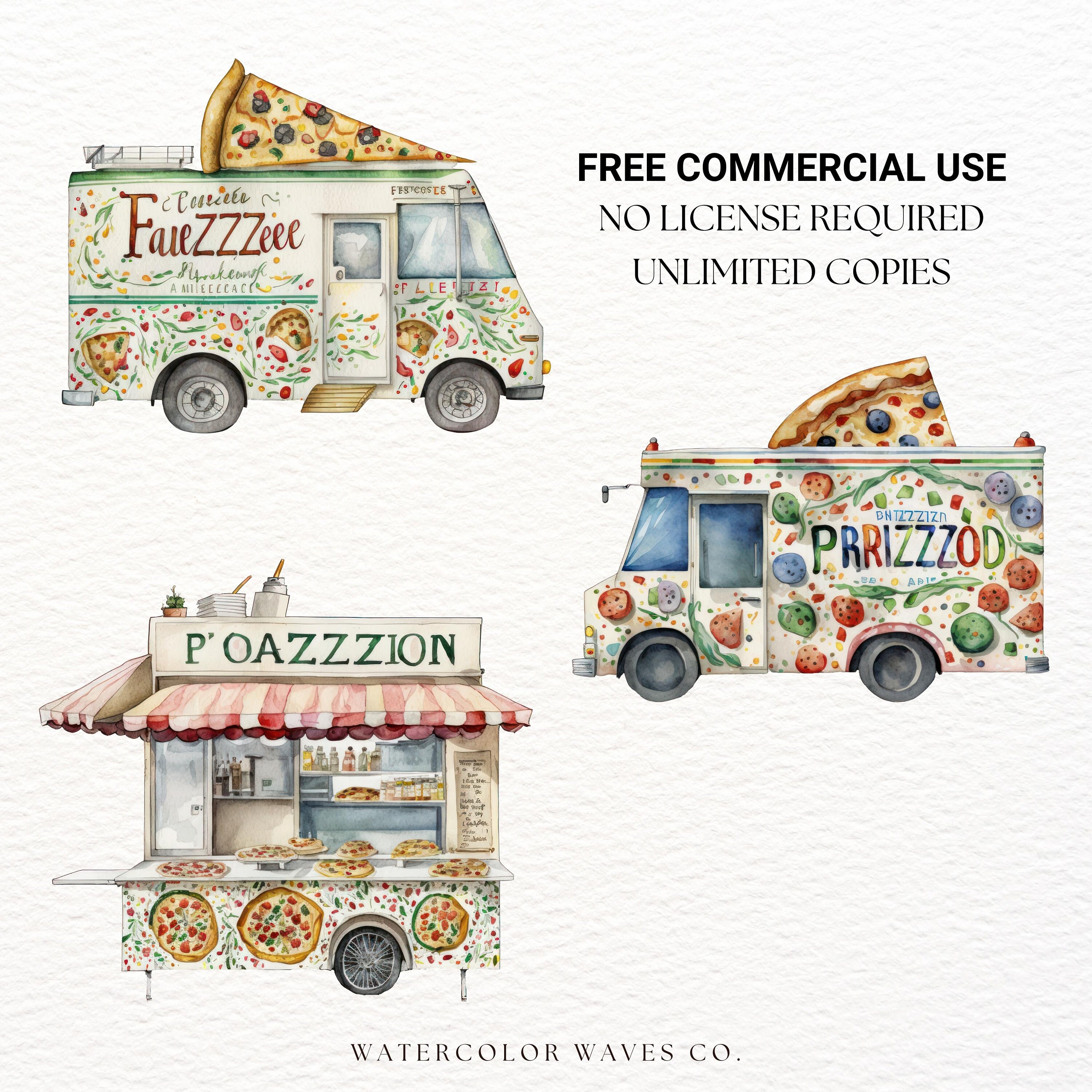 Pizza Shop Clipart Watercolor Pizza PNG Pizza Art Food - Etsy