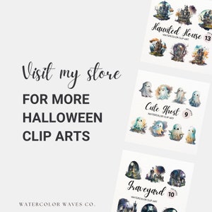Haunted Mansion Clipart Bundle | Watercolor Halloween PNG | Spooky ...