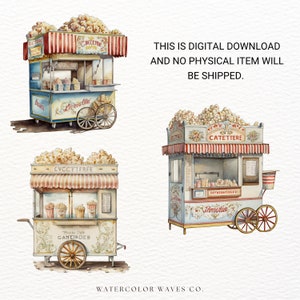 Popcorn Stand Clipart | Popcorn PNG | Movie Night Clipart | Birthday ...