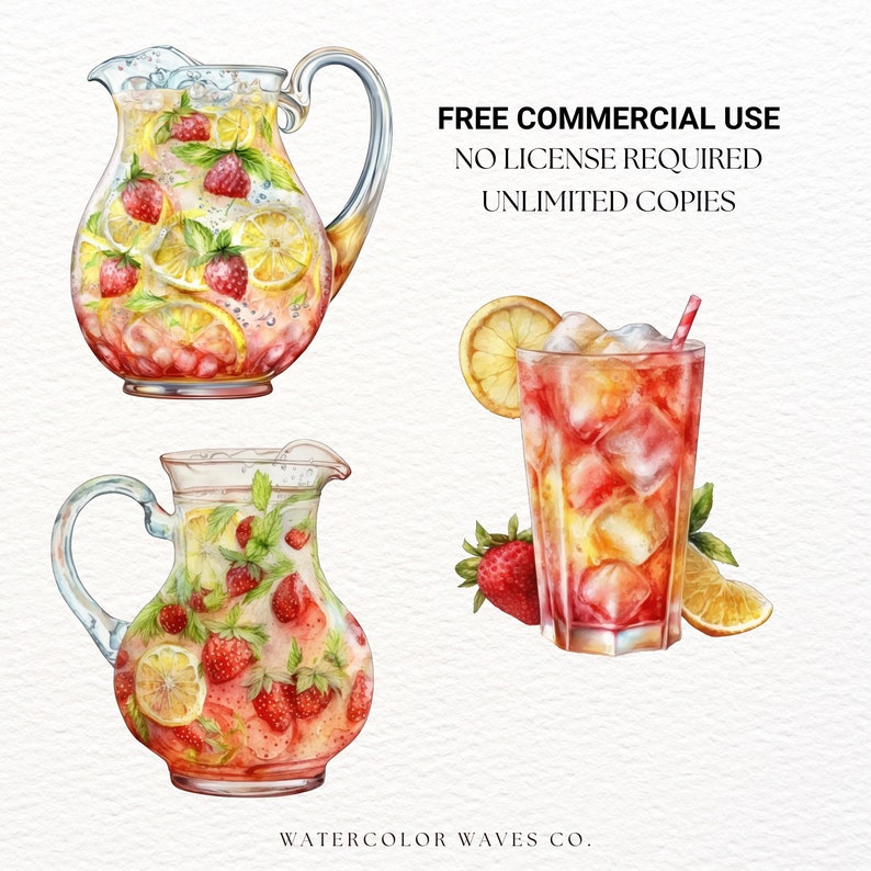 Watercolor Strawberry Lemonade PNG Pink Lemonade Clipart - Etsy