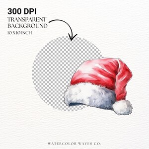 Santa Hat Clipart | Watercolor Christmas Clipart | Winter Clipart ...
