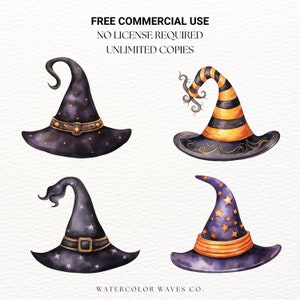 Watercolor Witch Hat Clipart | Halloween PNG | Witch Clipart Bundle ...