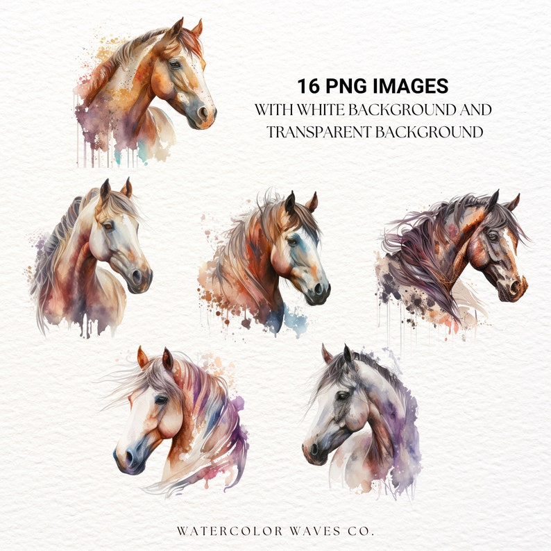 Horse PNG Horse Clipart Set Watercolor Horse Western - Etsy