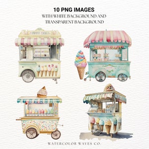 Cute Ice Cream Shop Clipart | Watercolor Ice Cream Clipart | Summer ...