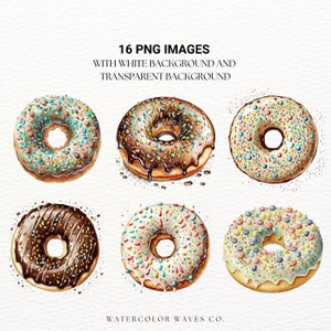 Donut Clipart | Watercolor Donut PNG | Baking Clipart | Dessert Clipart ...