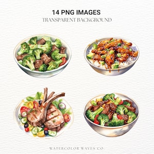 Watercolor Meals Clipart | Food Clipart Bundle | Meat and Vegetables ...