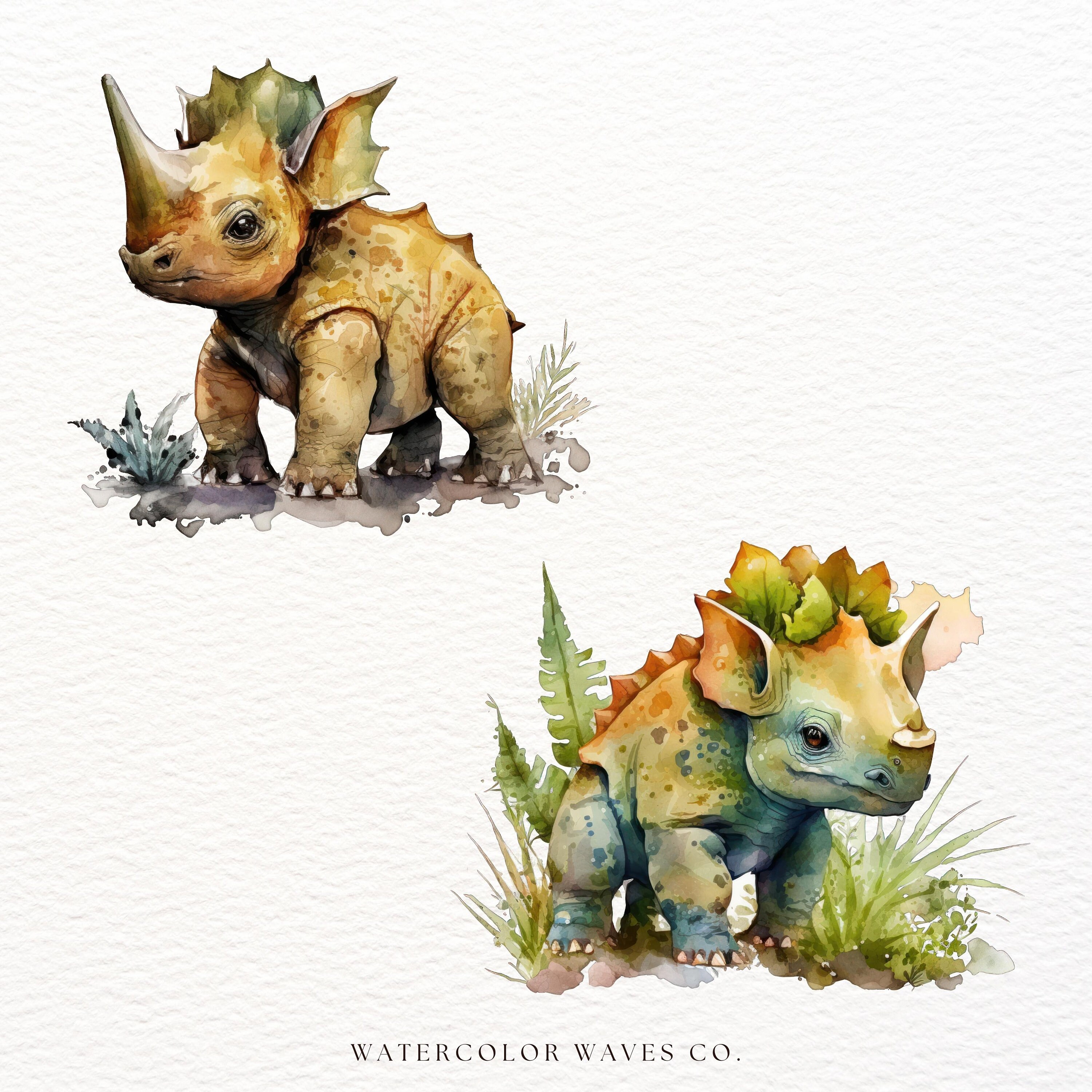 Watercolor Dinosaur Clipart Cute Dino PNG Nursery Wall Art - Etsy