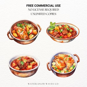 Watercolor Stew Clipart | Food Clipart Bundle | Kawaii Collage Images ...