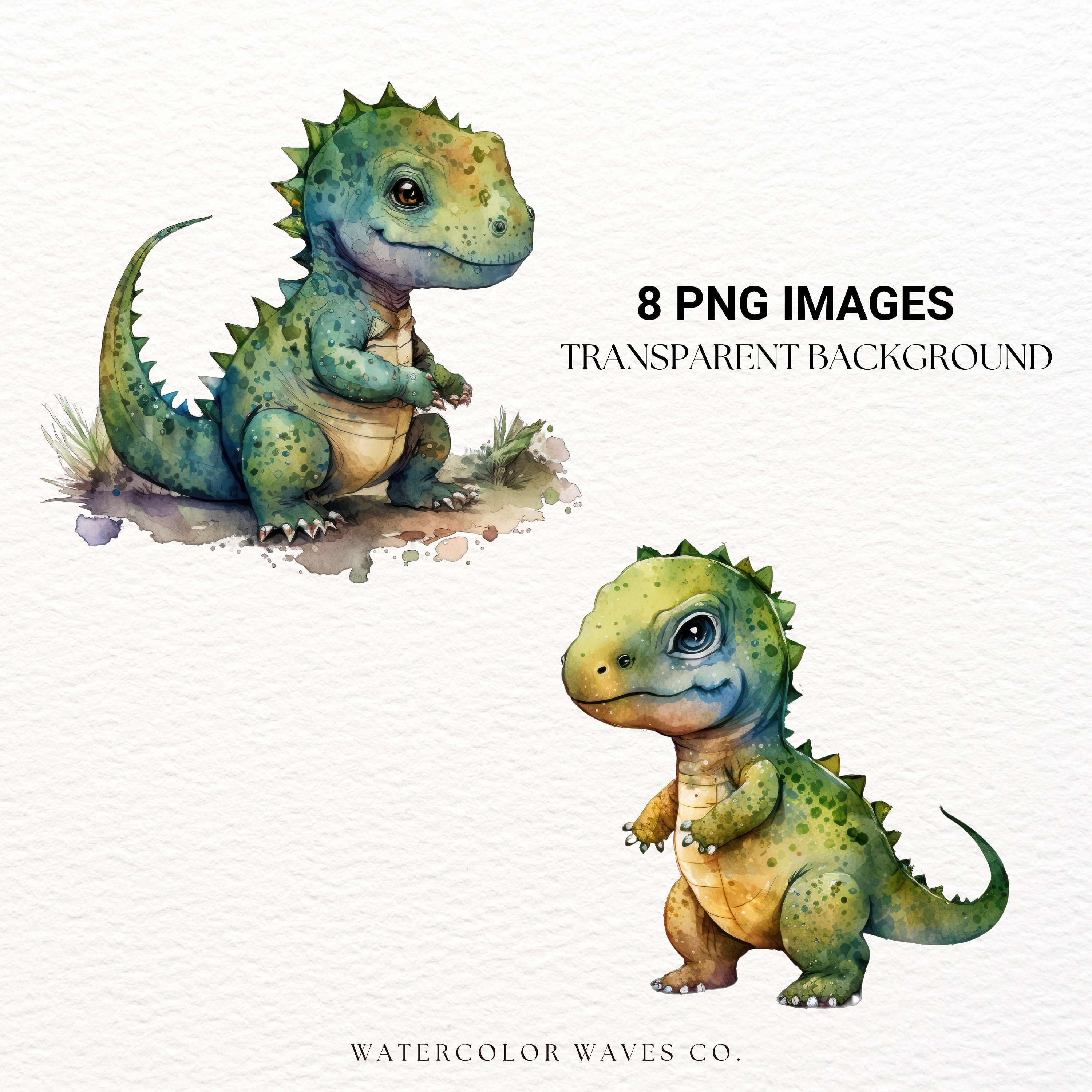 Watercolor Dinosaur Clipart Cute Dino PNG Nursery Wall Art - Etsy