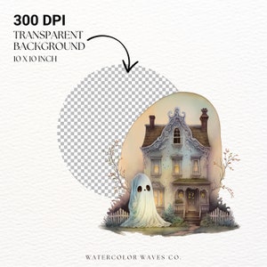 Haunted Mansion Clipart Bundle | Watercolor Halloween PNG | Spooky ...