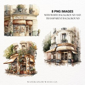 Coffee Shop Clipart | Parisian Cafe Clipart | Watercolor Coffee Shop ...