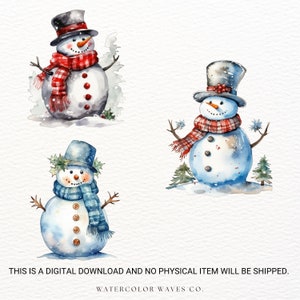 Snowman PNG | Watercolor Christmas Clipart | Winter Clipart Bundle ...